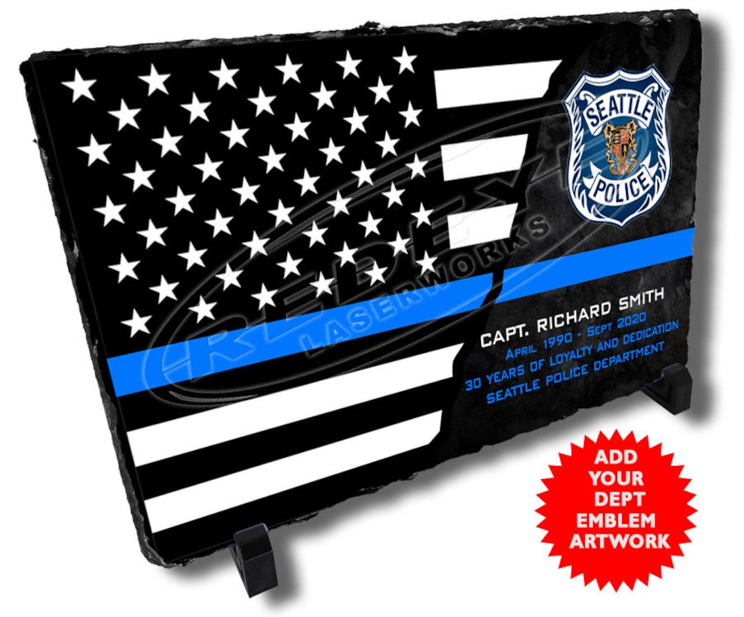 Police Retirement Stone Plaques Customized, Police Flag Plaques ...