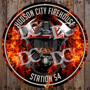Custom Firefighter Sign: Firehouse Station Logo, Aluminum Circle Sign ...