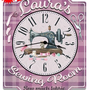 Sewing Room Clock Customized, Hobby Room Décor, Sewing Clocks, Crafting ...