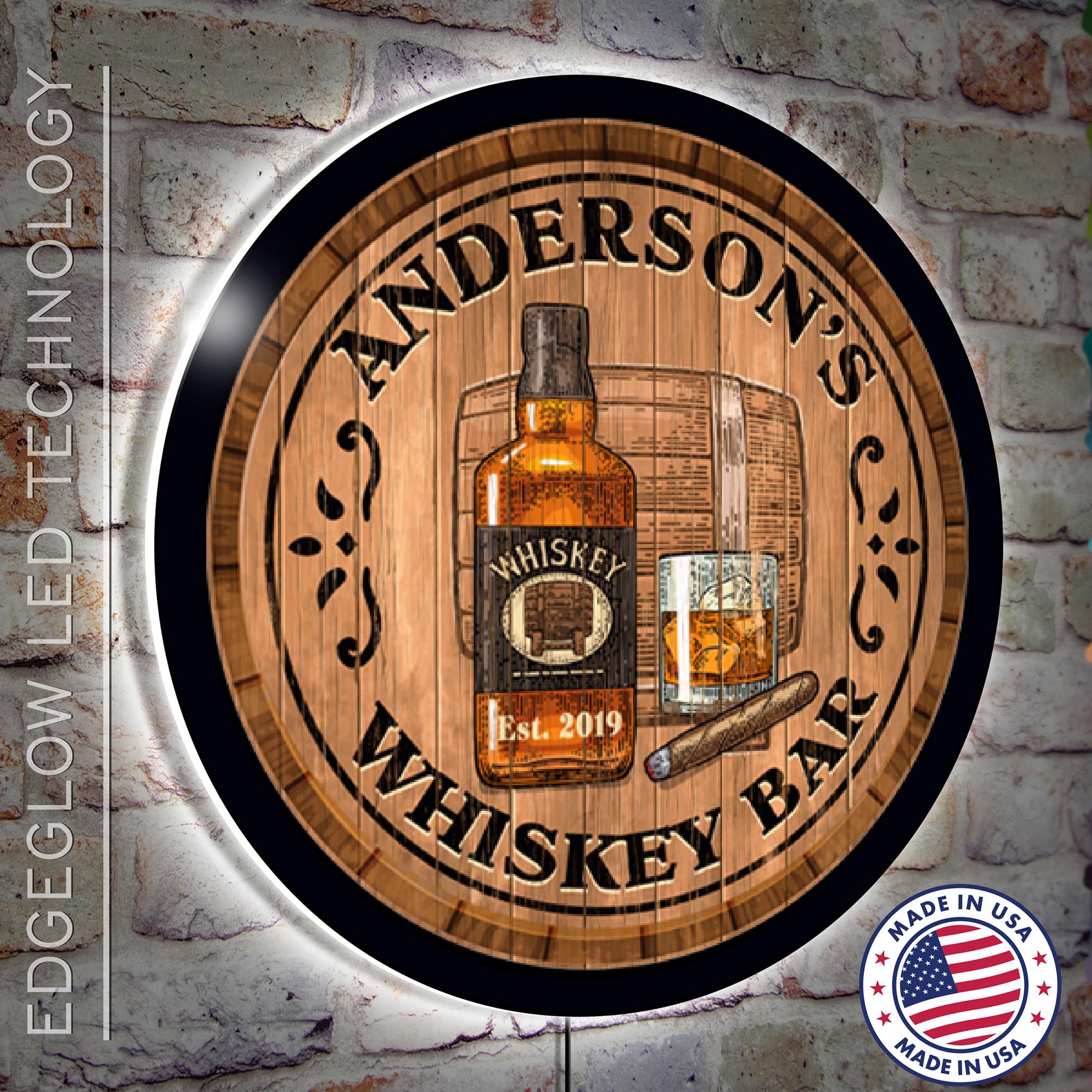 Personalized Bourbon Bar LED Sign: Backlit Whiskey Bar Decor - Etsy