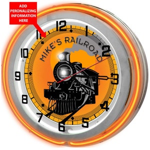Railroad Train Room 19" Neon Clock Customized, Locomotive Signs, Train ...
