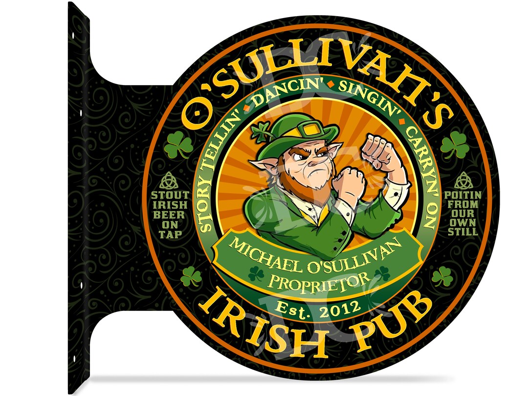 Fighting Irishman Double Sided Sign, Custom Irish Pub Decor, Ireland ...