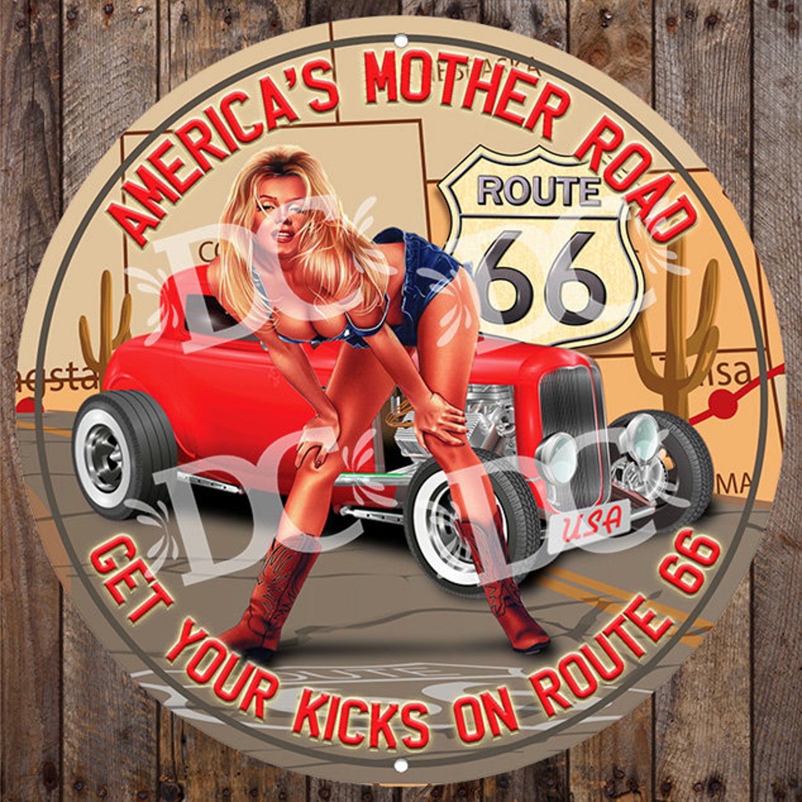 Route 66 Garage Sign Pin up Girl Signs Open Road Signs - Etsy