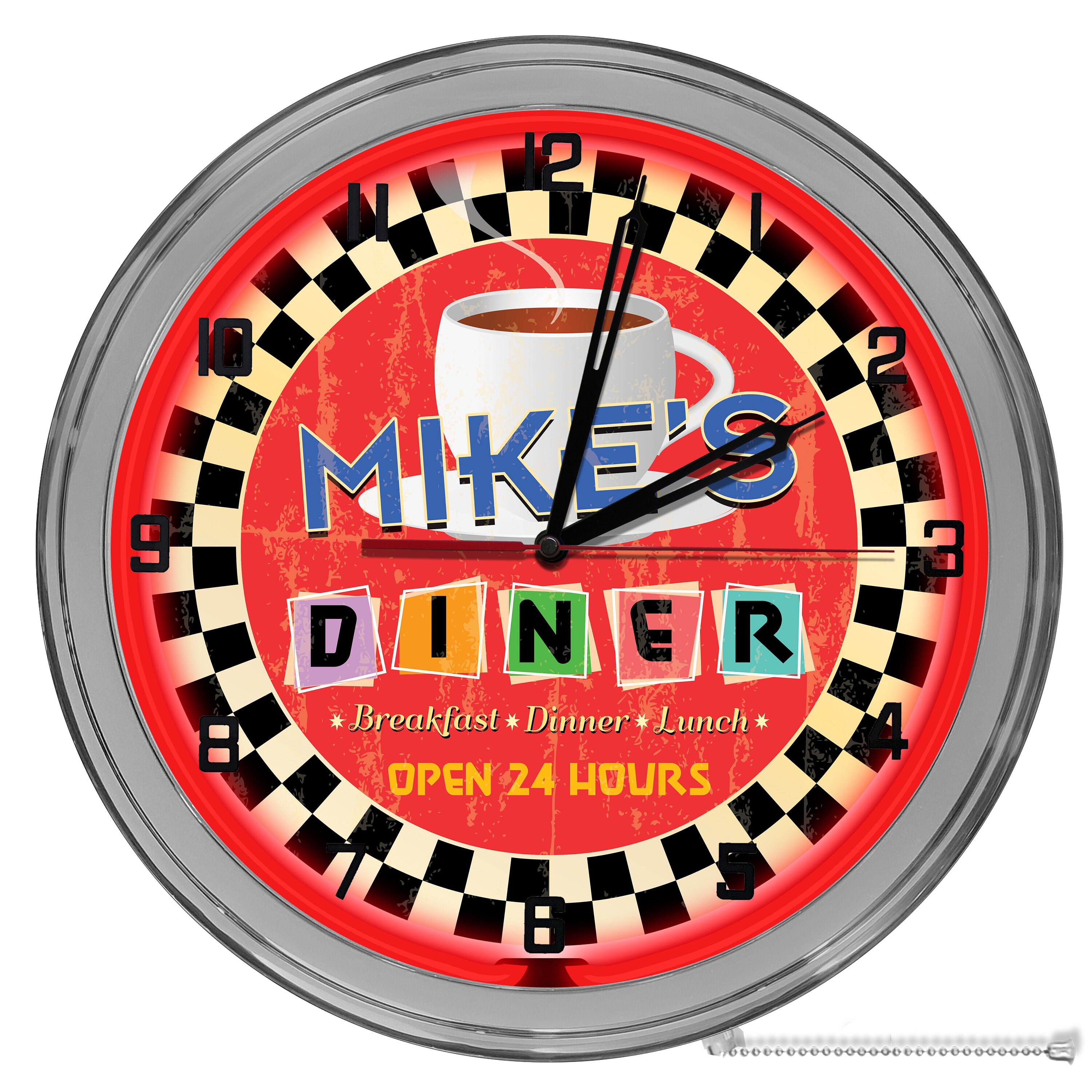 Retro Diner 50 s Style 16 in Clock Vintage Coffee Shop Clock Vintage Diner Light up Signs Coffee Shop Customized Wall Clock Etsy UK