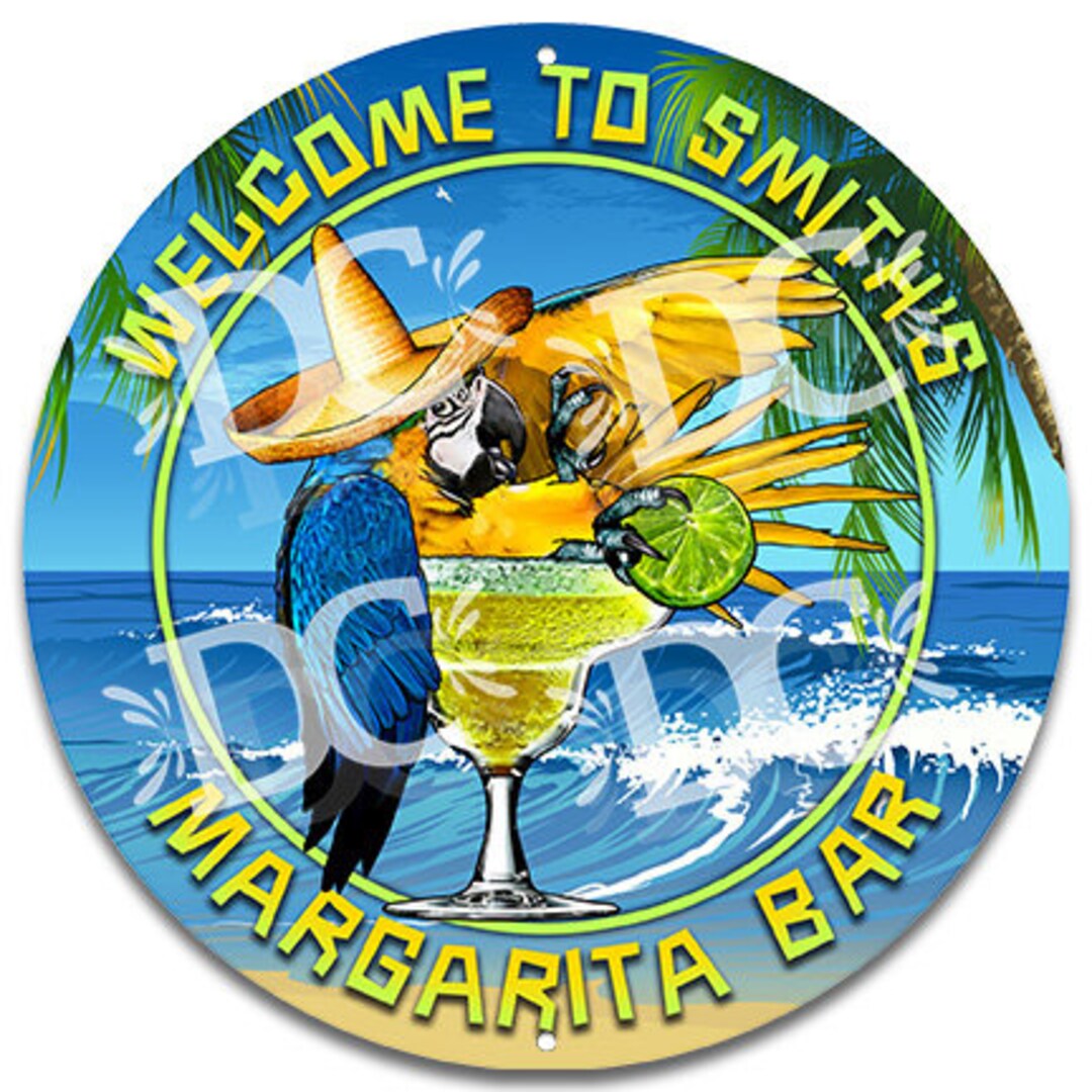 Margarita Bar Parrot Custom Signs, Tiki Bar Welcome Signs, Personalized ...