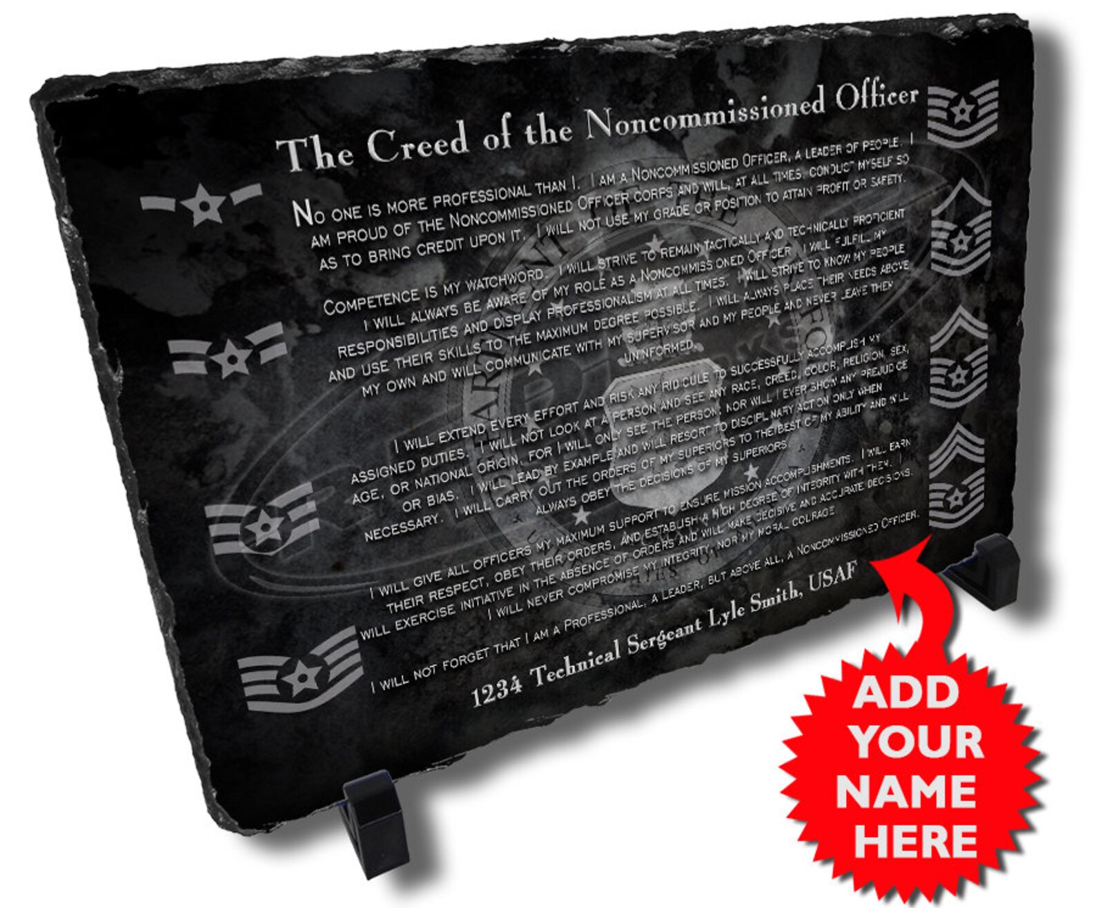 Air Force NCO Creed Stone Plaque, Personalized USAF Gift - Etsy