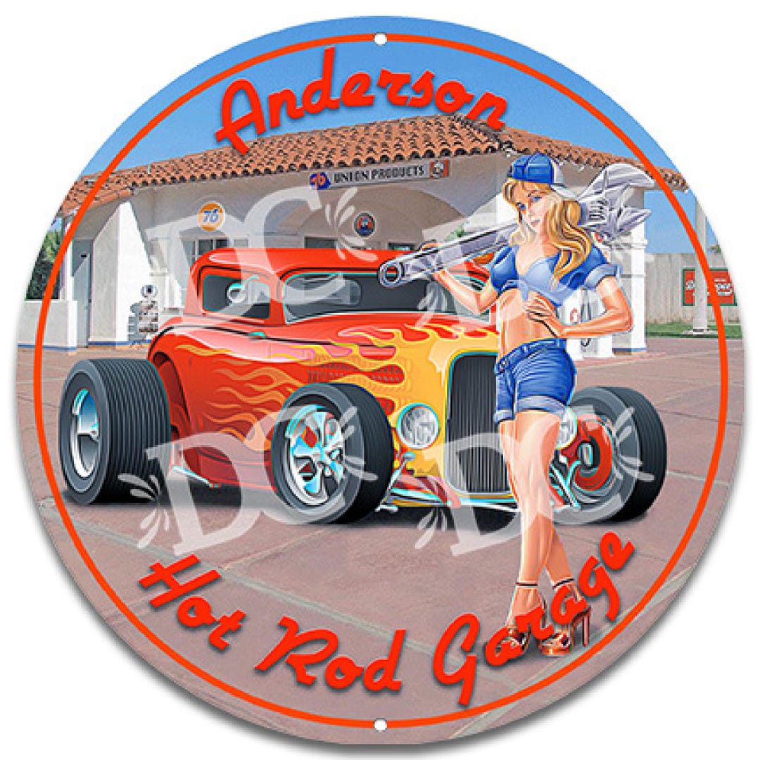 Custom Hot Rod Garage Sign: Retro Pin up Girl, Mechanic Decor - Etsy
