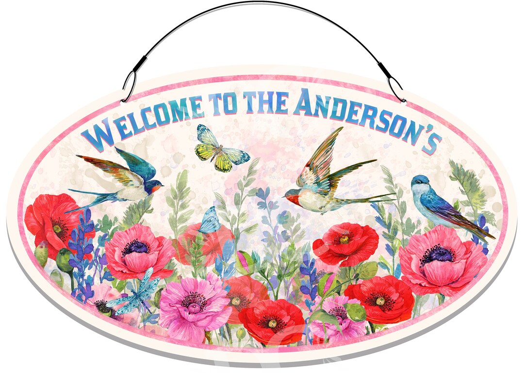 Garden Birds Themed Metal House Sign, House Name Signs, House Plaques ...