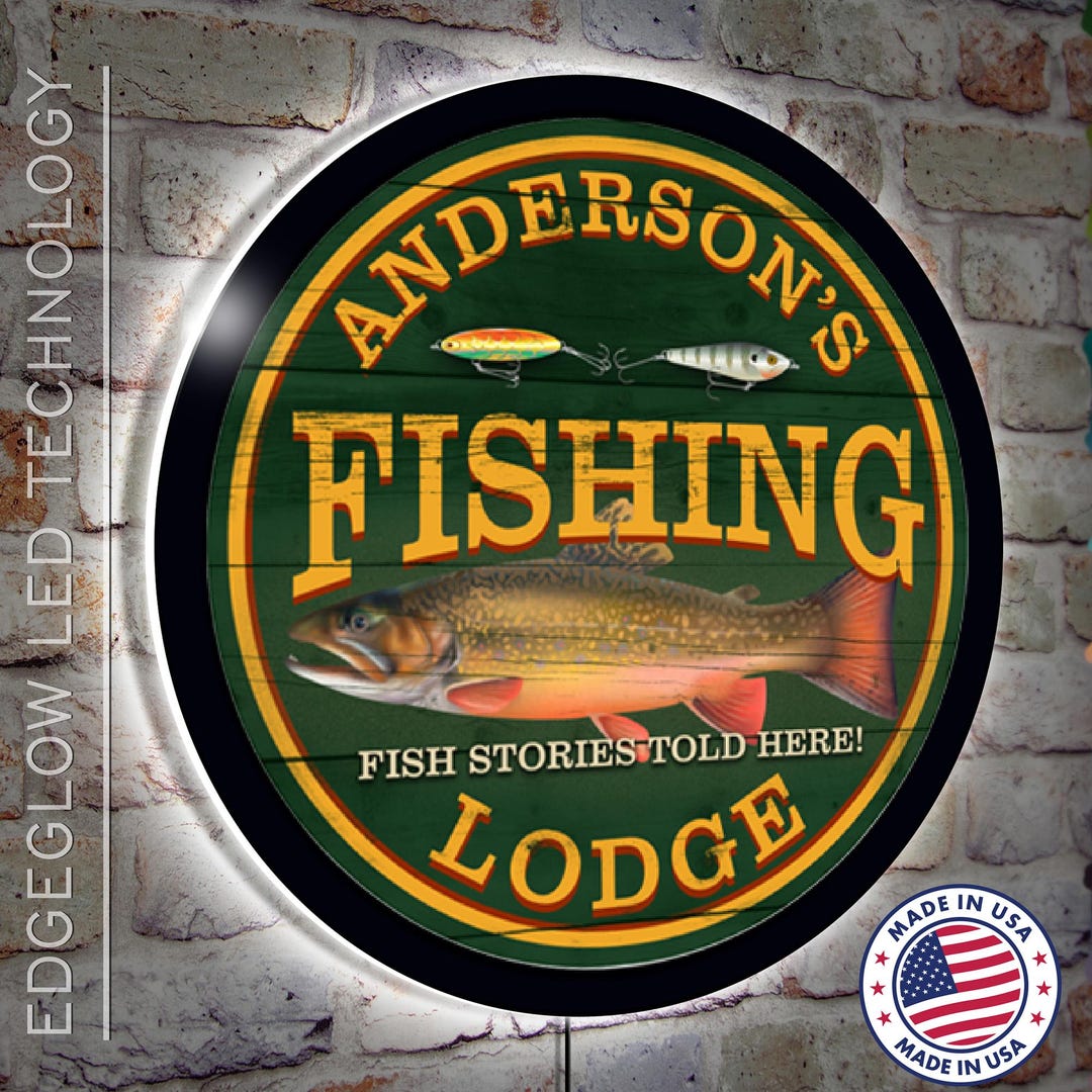 Personalized Fishing Lodge LED Sign: Backlit Angler Decor - Etsy