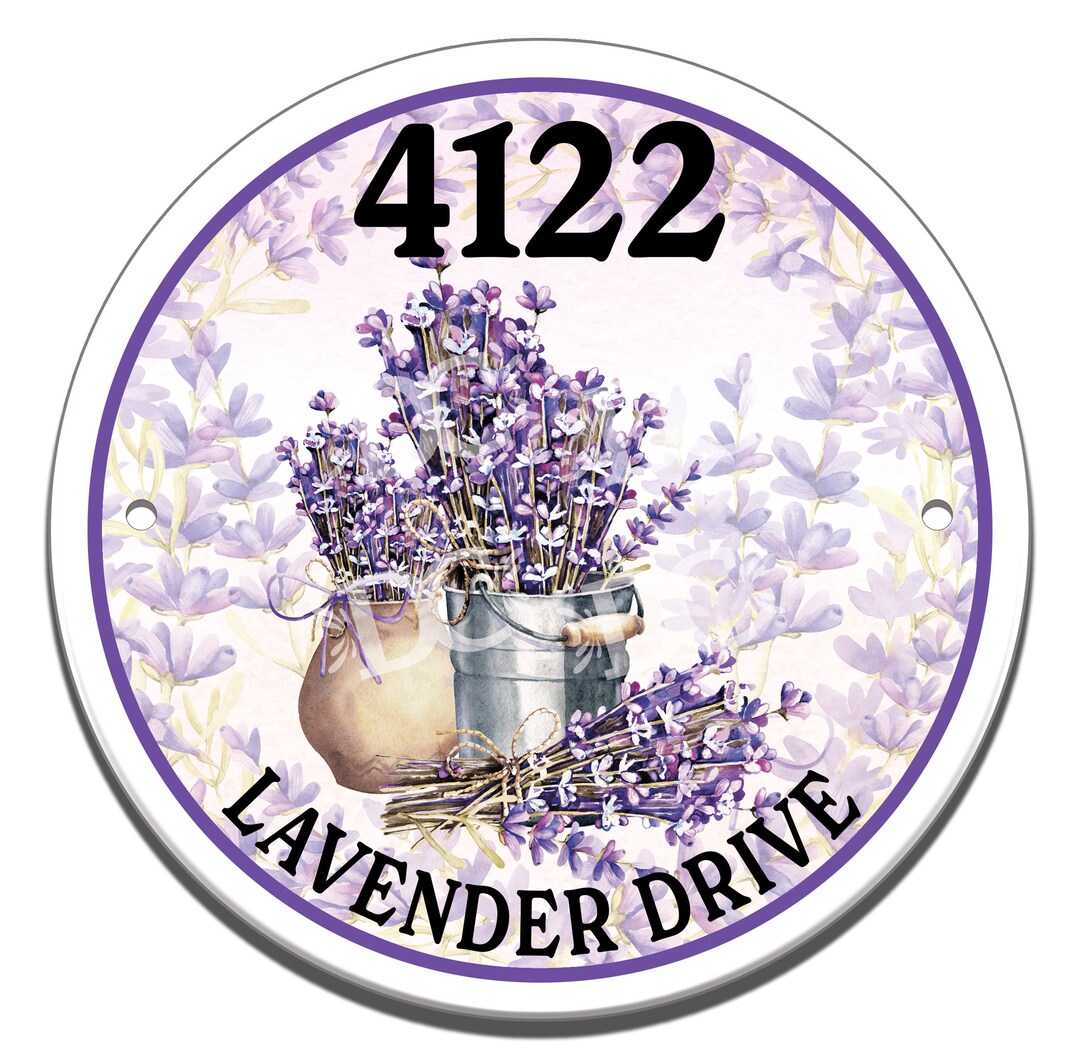 Lavender Flowers Themed Ceramic House Number Circle Tile, Lavender ...
