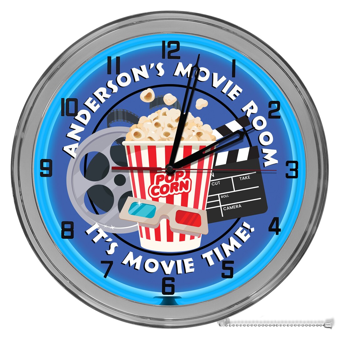 Movie Theater Room Light up Clock: Retro Neon Sign, 16 Inch - Etsy