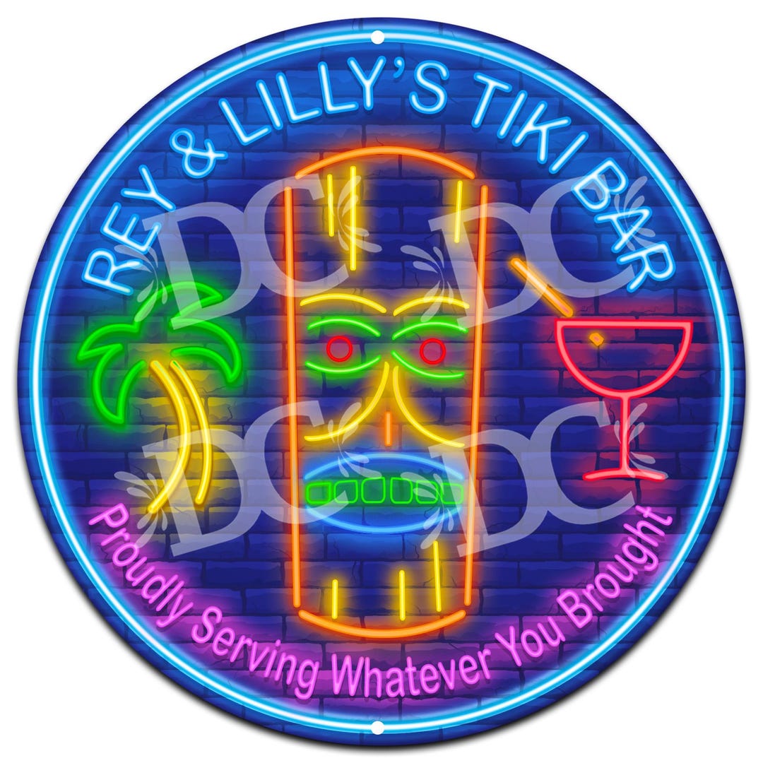 Tiki Idol Bar Custom Circle Sign, Tiki Idol Sign, Tiki Idol Bar Neon ...