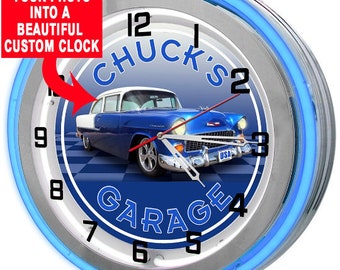Neon Garage Clock | Etsy