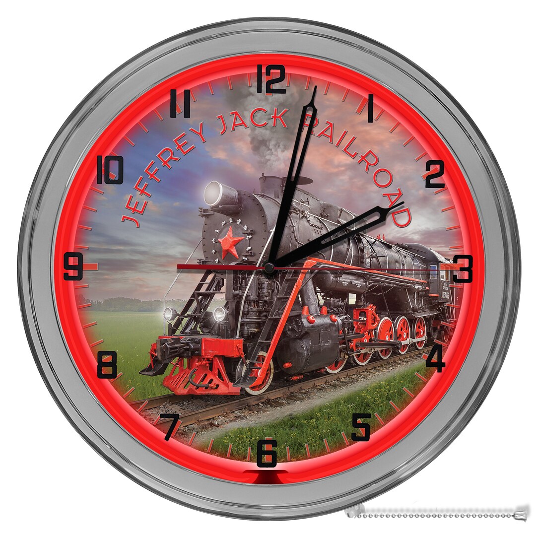 Railroad Train Light up Clock: Customized Room Decor, 16 Inch - Etsy
