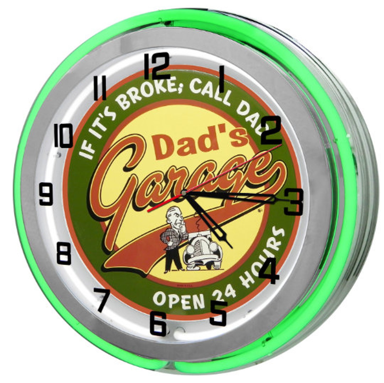 Dad's Garage Green 19 Neon Sign Clock Dad's - Etsy