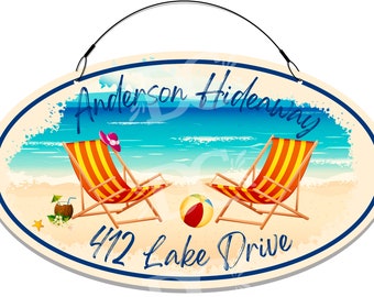 Beach Address Sign Metal Art Wall Decor - Etsy