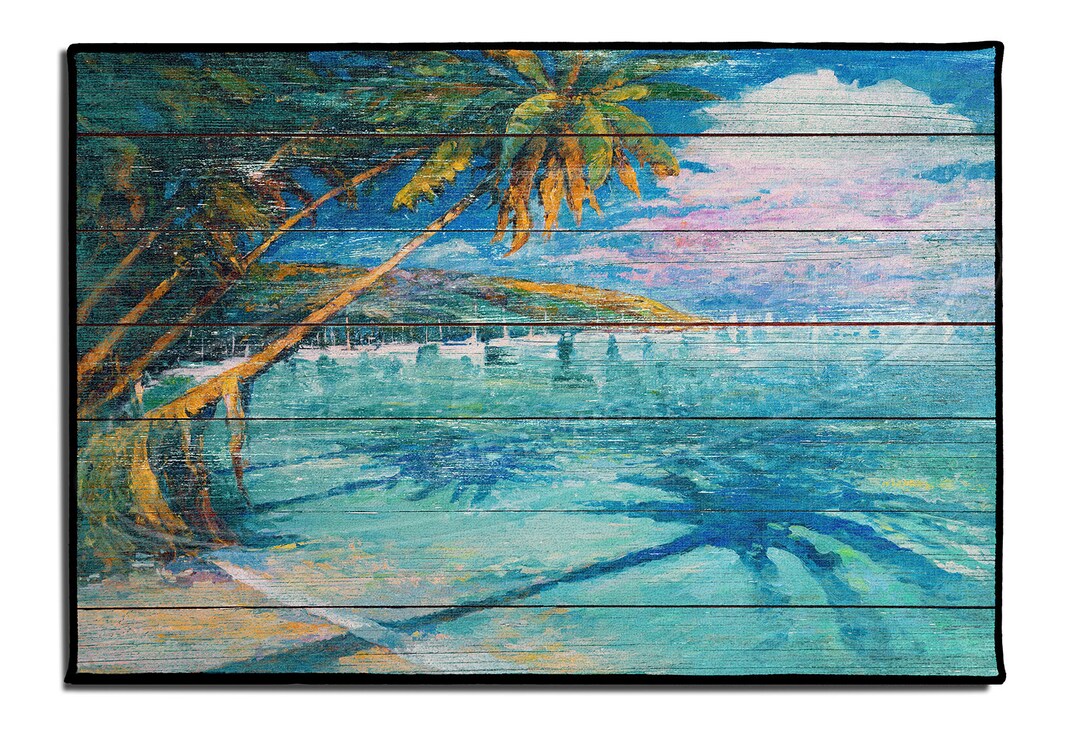 Tropical Beach Welcome Mat, Palm Tree Doormat - Etsy