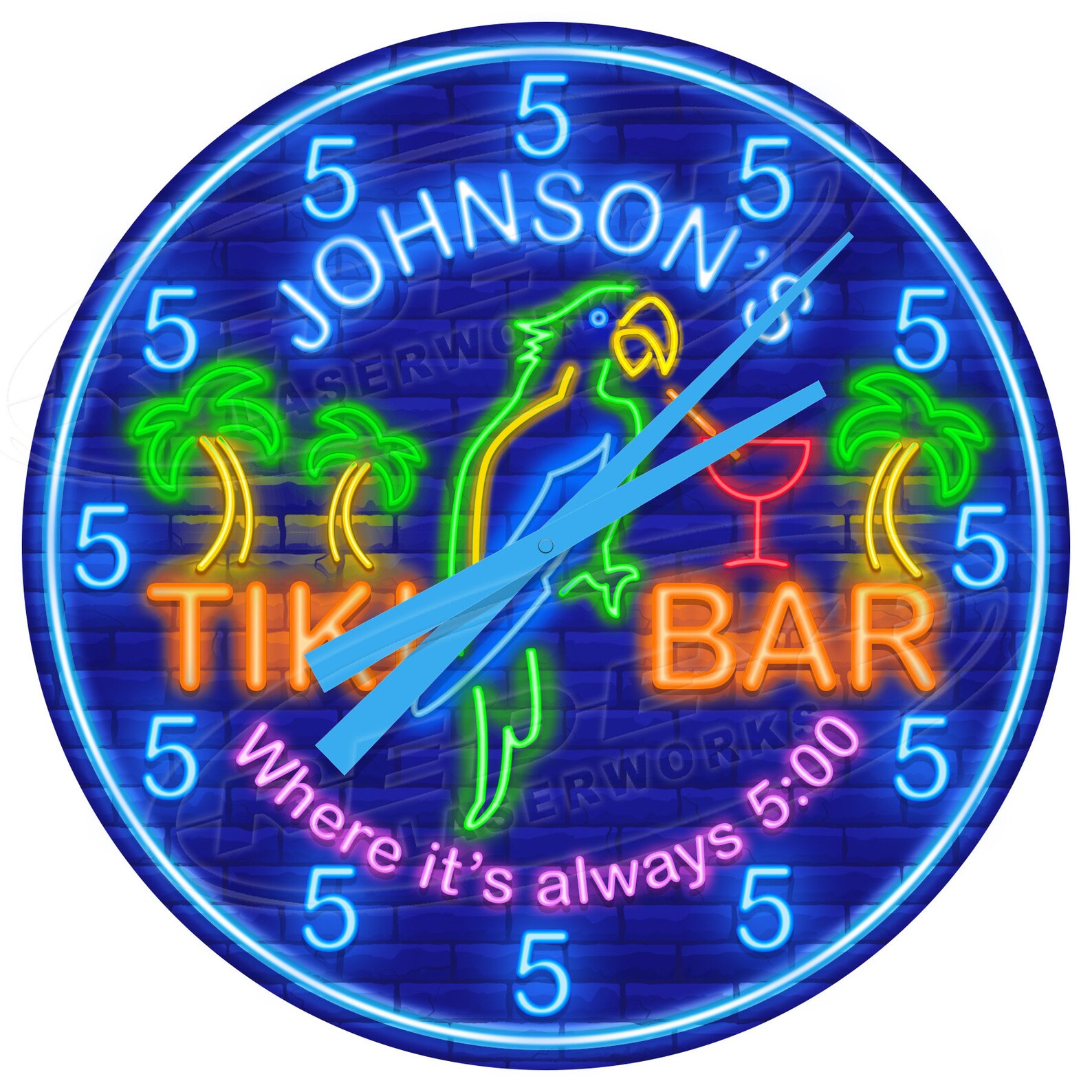 Tiki Bar Parrot Blue Themed Clock Backyard Paradise Clock - Etsy
