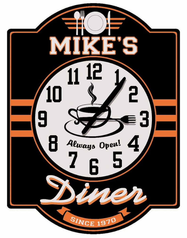 Vintage Diner Custom Wall Clock Restaurant Clocks Diner - Etsy