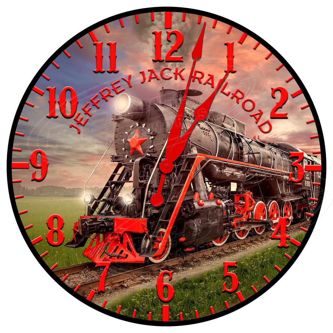 Railroad Customized Wall Clock, Train Room Clock, Hobby Room Decor ...