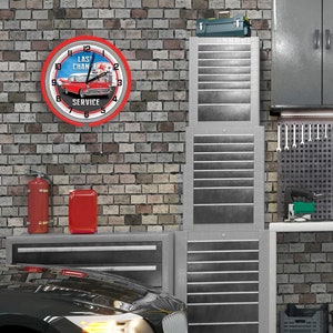 Last Chance Full Service Car Wash Blue 19" Neon Clock, Mechanic Garage ...