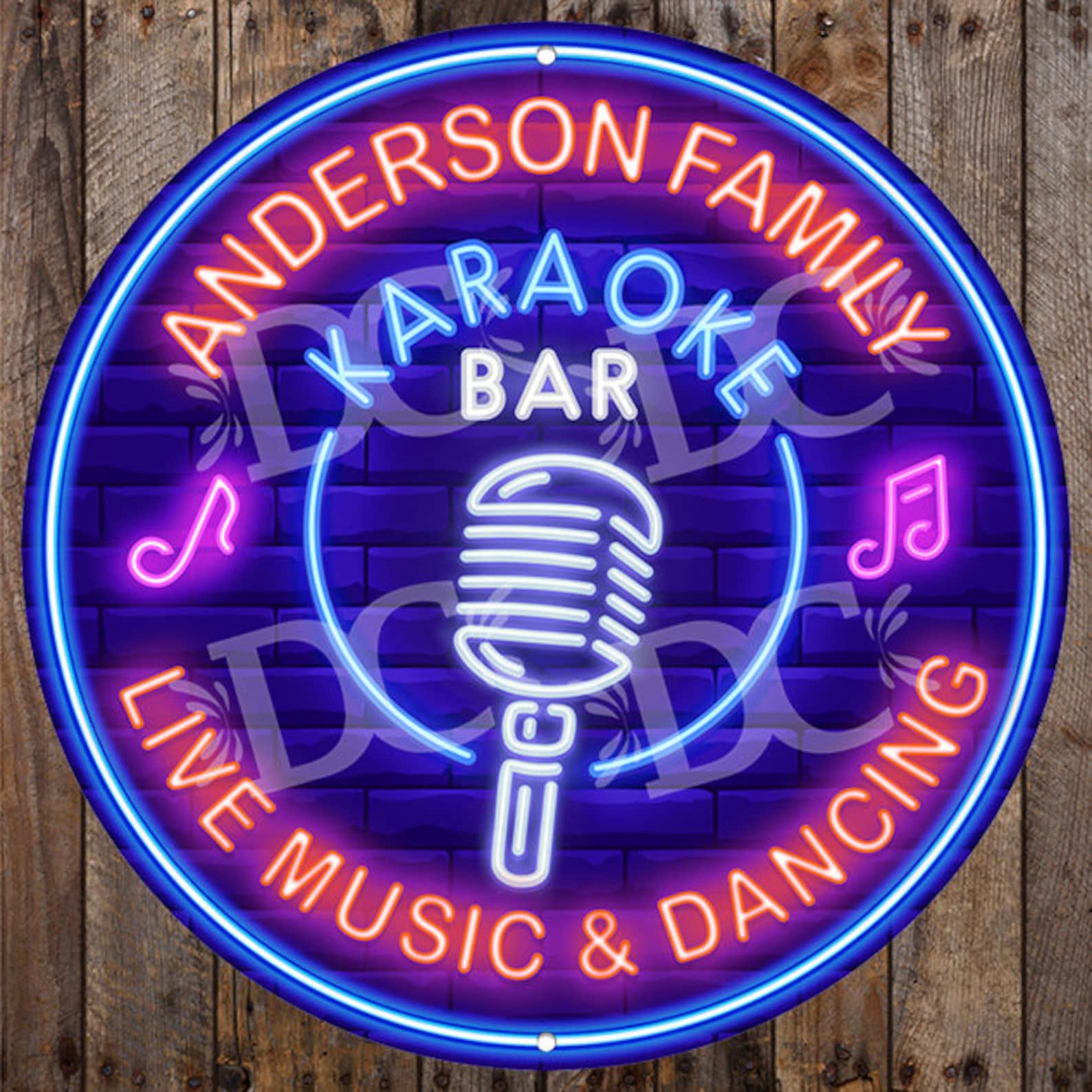 Karaoke Custom Sign, Family Karaoke Garage Sign Customized, Dancing ...