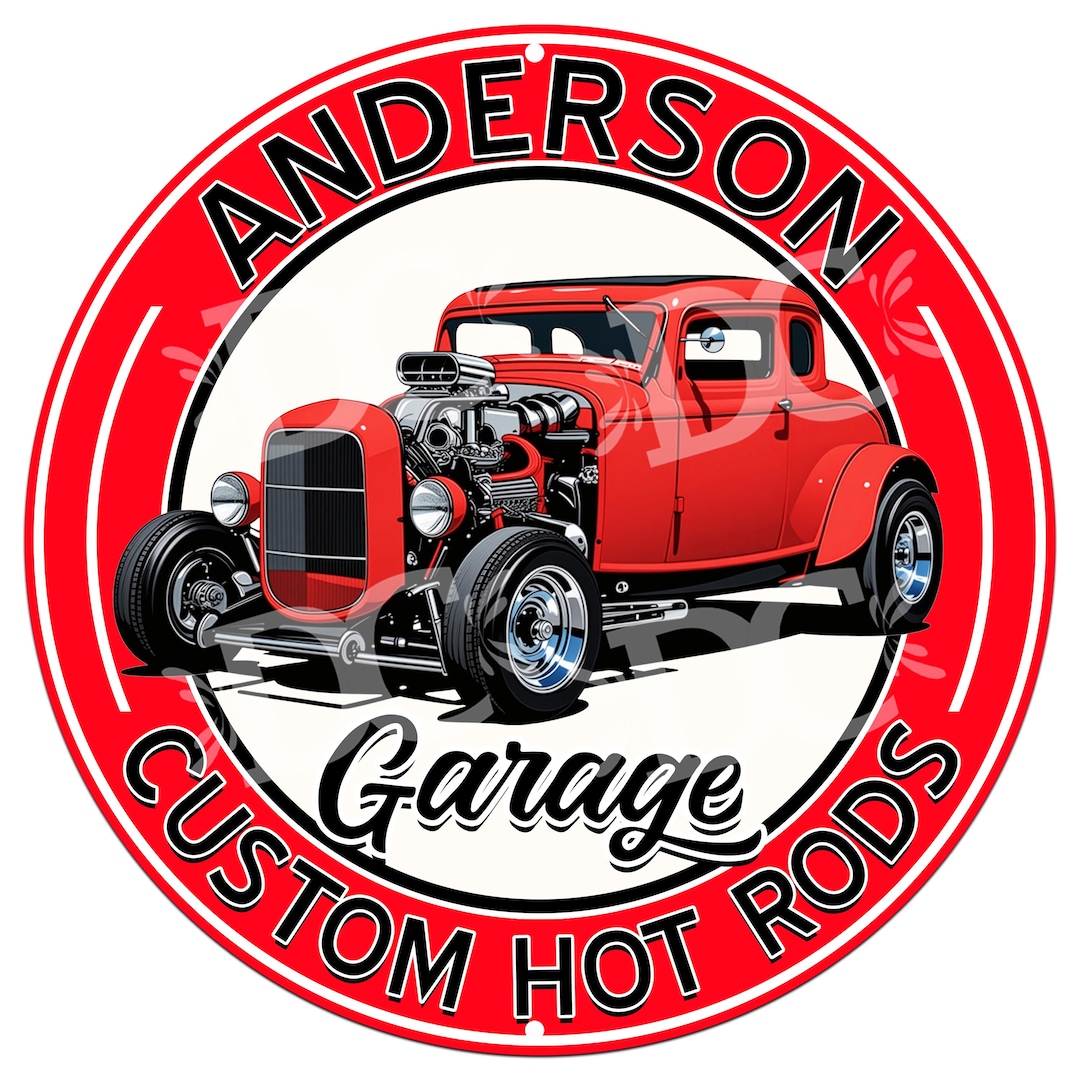 Custom Hot Rod Garage Sign: Personalized Aluminum Circle Sign - Etsy