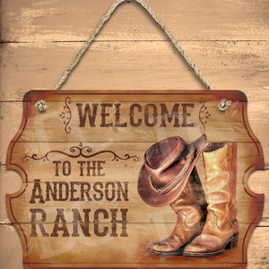 Ranch Welcome Sign, Western Welcome Sign, Cowboy Boots Welcome Sign ...