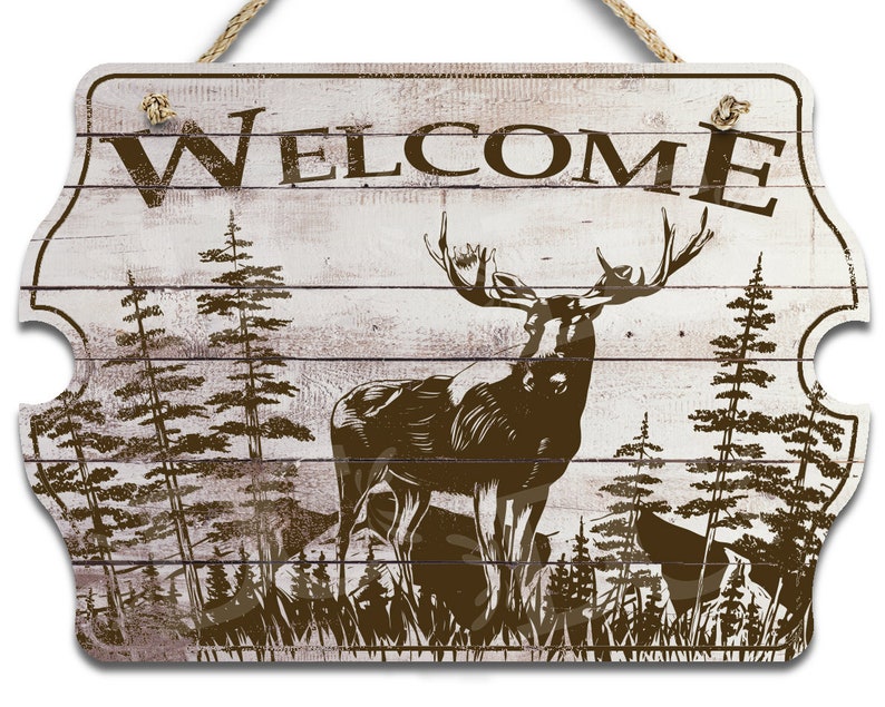 Moose Themed Welcome Sign Cabin Welcome Sign Cottage Signs - Etsy