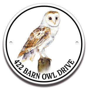 Barn Owl Ceramic House Number Circle Tile, Front Porch Owl Themed Sign ...