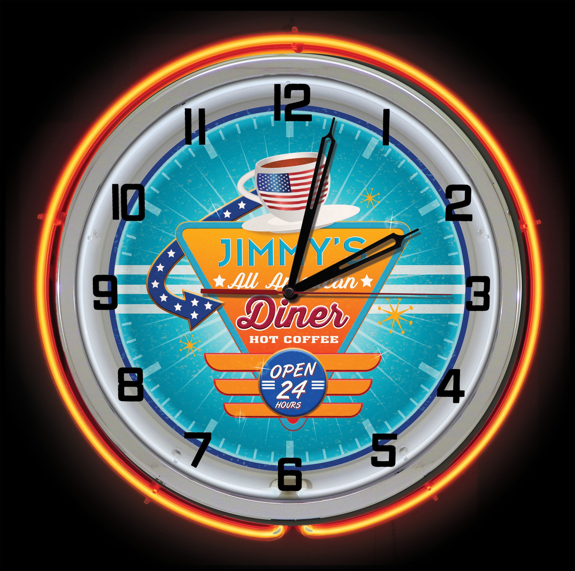 Diner Restaurant 19 Neon Sign Clock Retro Diner Clocks | Etsy