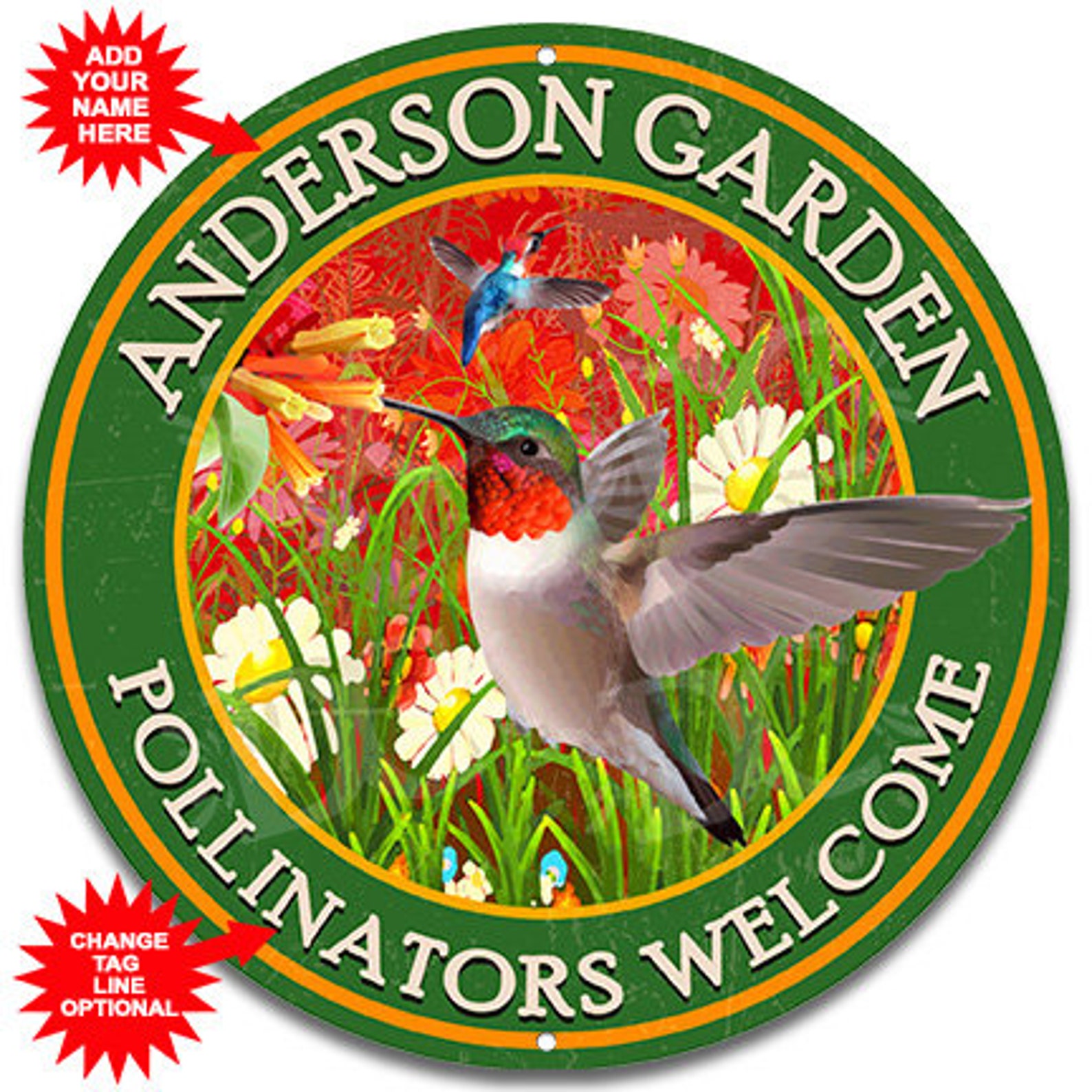 Hummingbird Garden Welcome Signs Hummingbird Garden Sign | Etsy