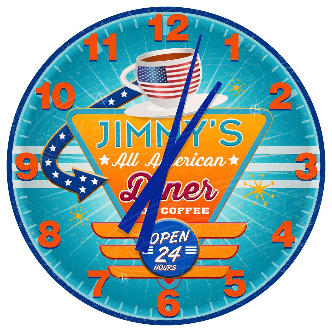 Vintage Diner Clock Personalized, Restaurant Diner Clock, Retro Diner ...