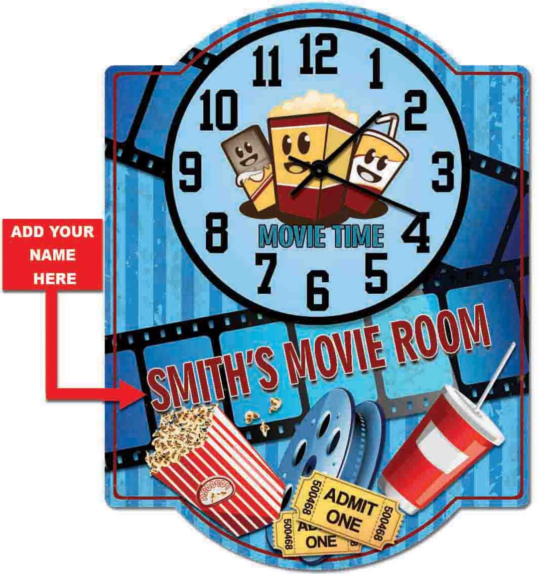 Personalized Movie Theater Room Wall Clock - Etsy