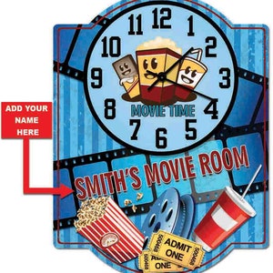 Movie Theater Room Custom Wall Clock, Movie Room Signs, Movie Room ...