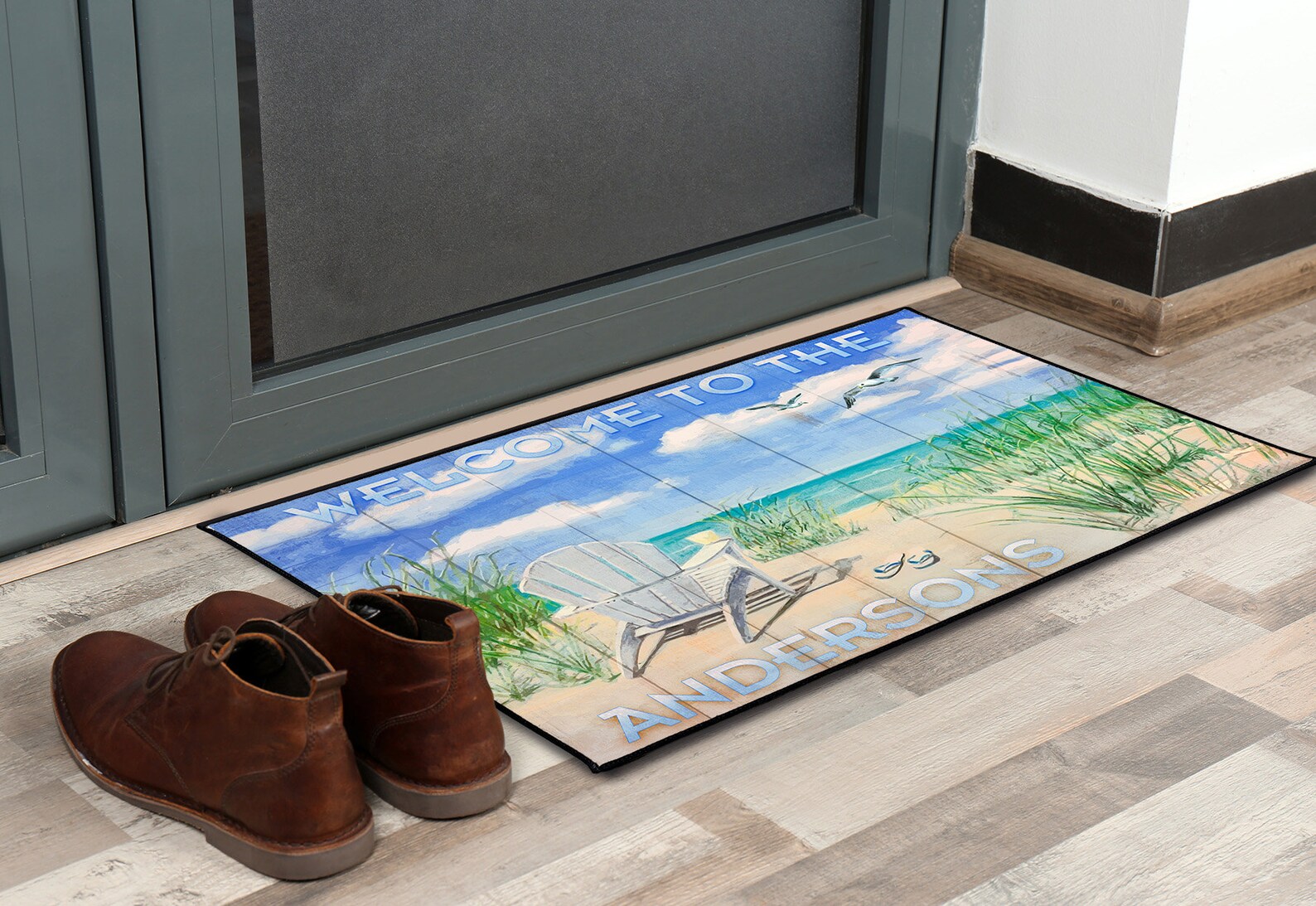 Beach Scene Welcome Mat Cottage Front Door Welcome | Etsy