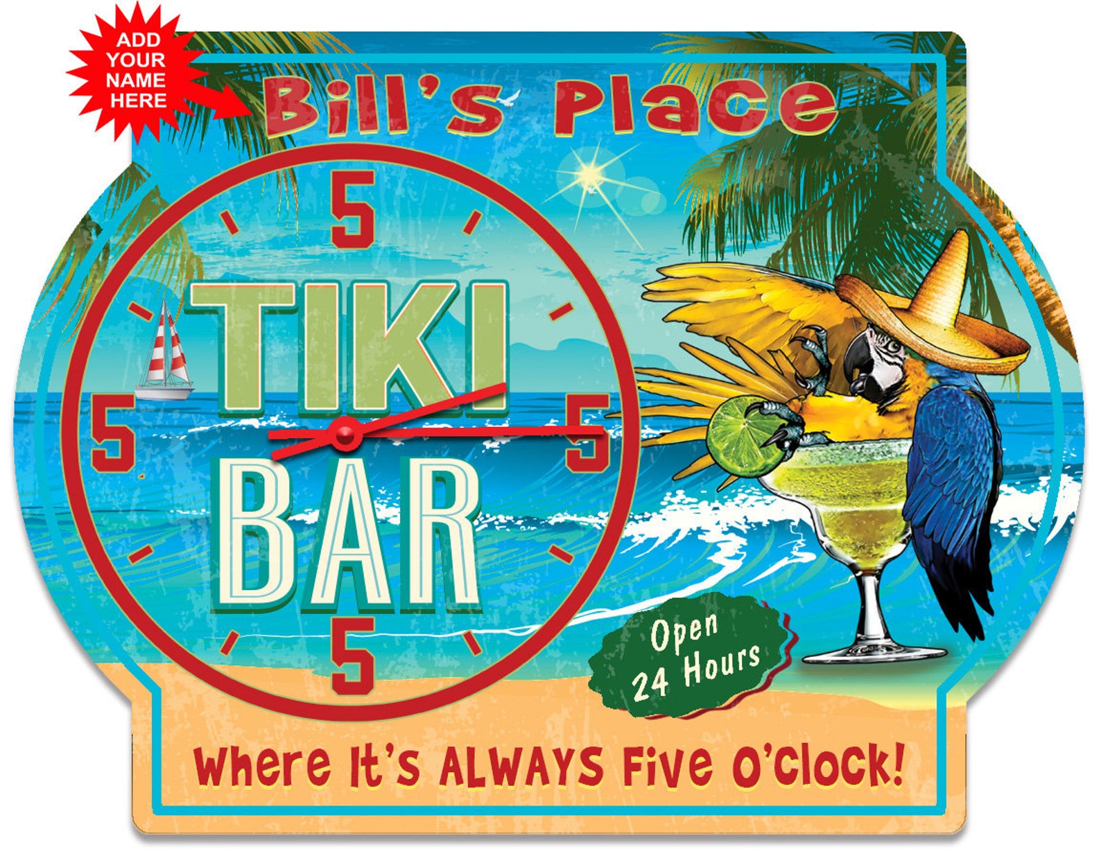 Tiki Bar Sign Customized Tiki Signs Tiki Bar Clocks Always | Etsy