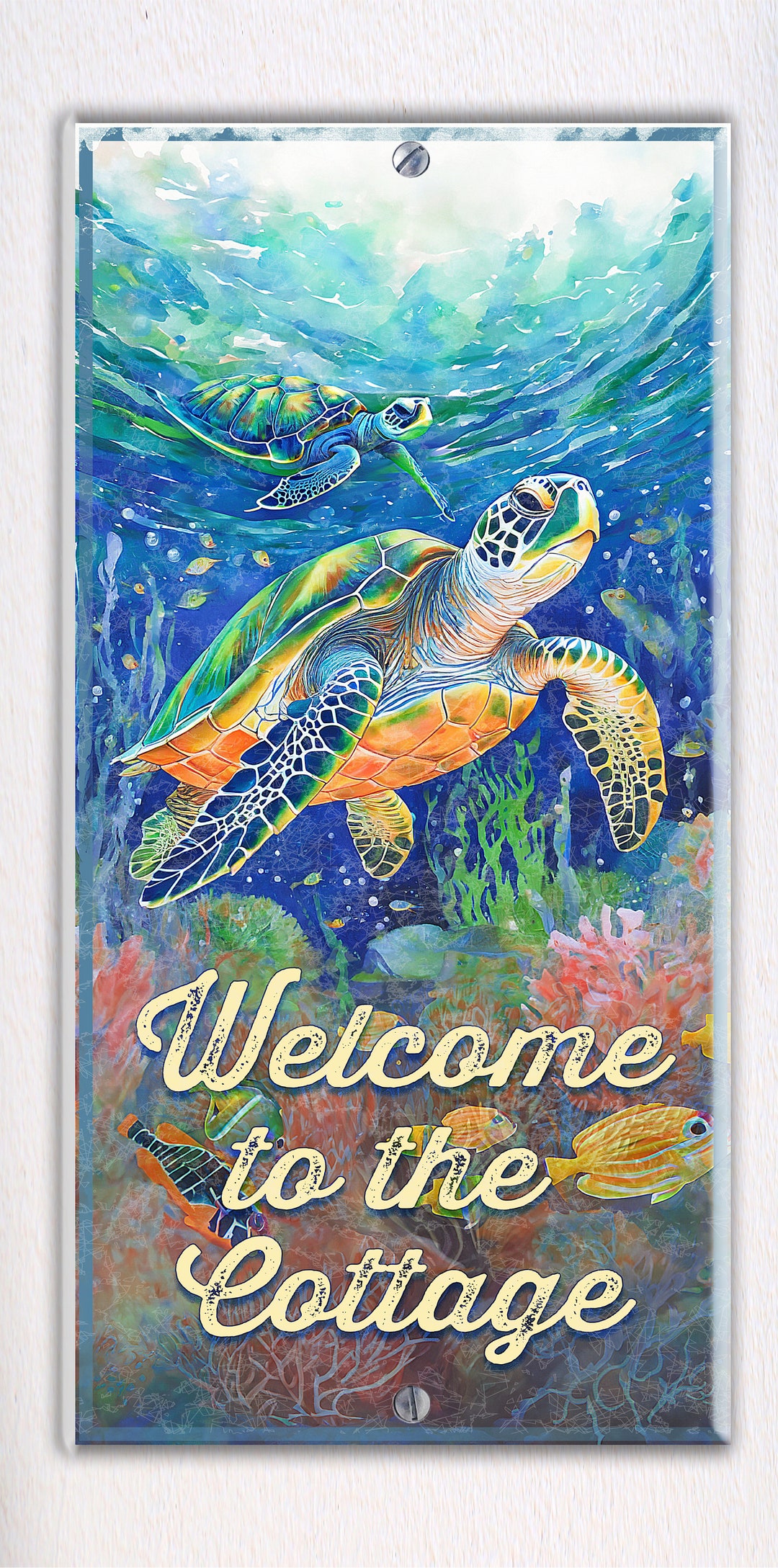 Sea Turtle Ceramic Address Tile, Sea Turtle Welcome Sign, Turtle Themed ...