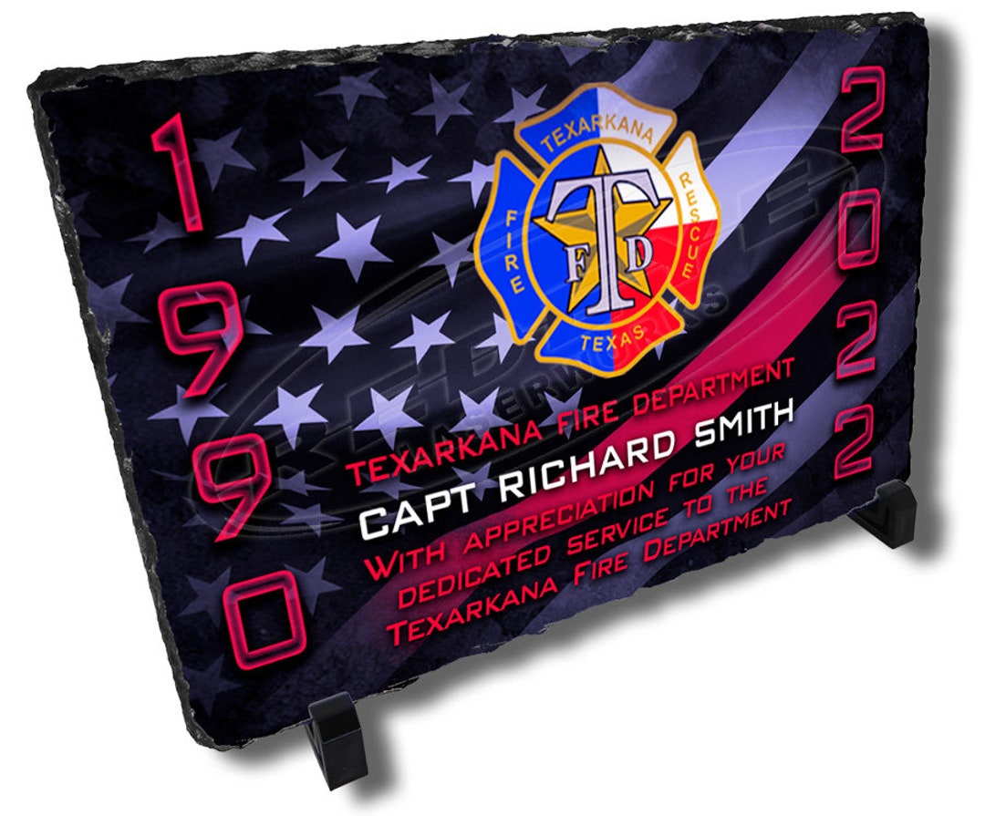 Custom Firefighter Retirement Stone Plaque: Personalized Flag Award - Etsy