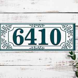 Floral Vines Ceramic House Number Sign: Green Leaf Address Plaque - Etsy