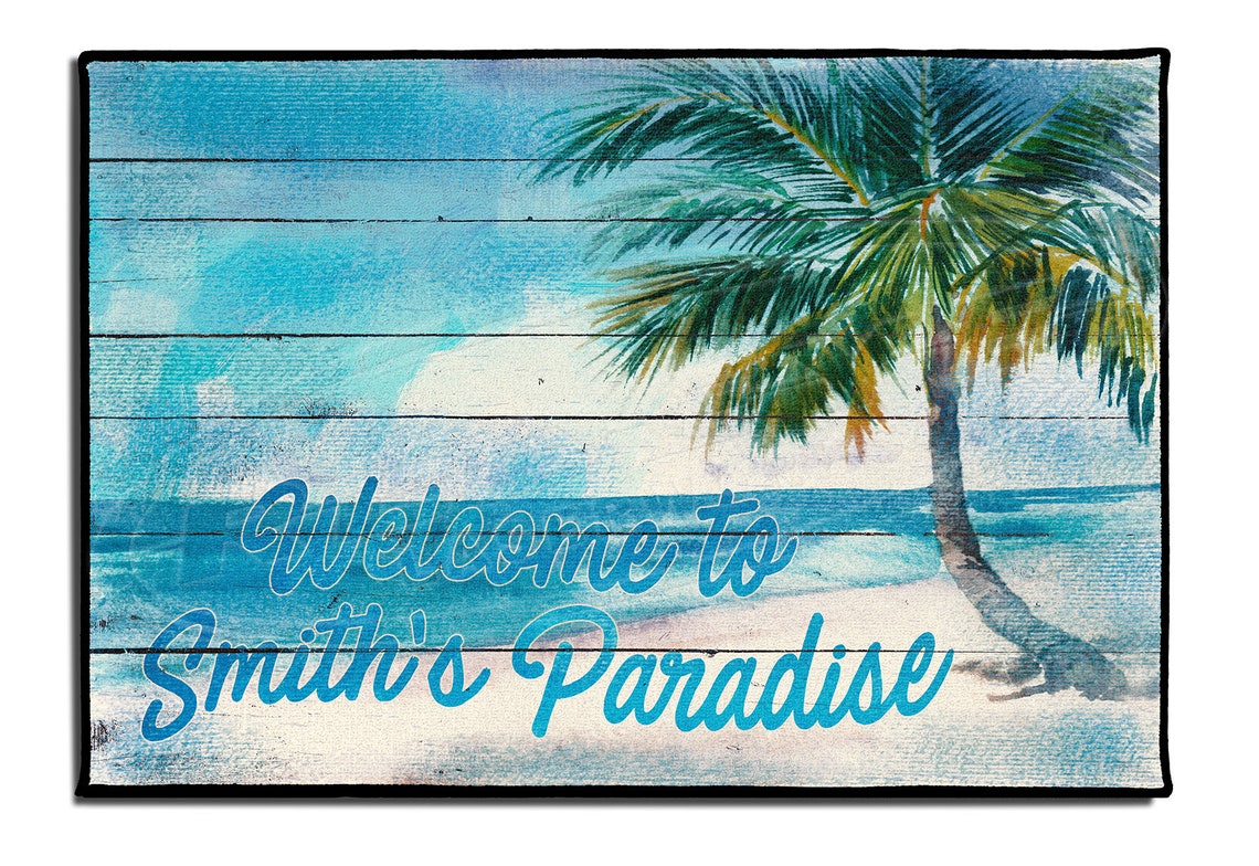 Tropical Beach Welcome Door Mat Ocean Themed Front Doormat - Etsy