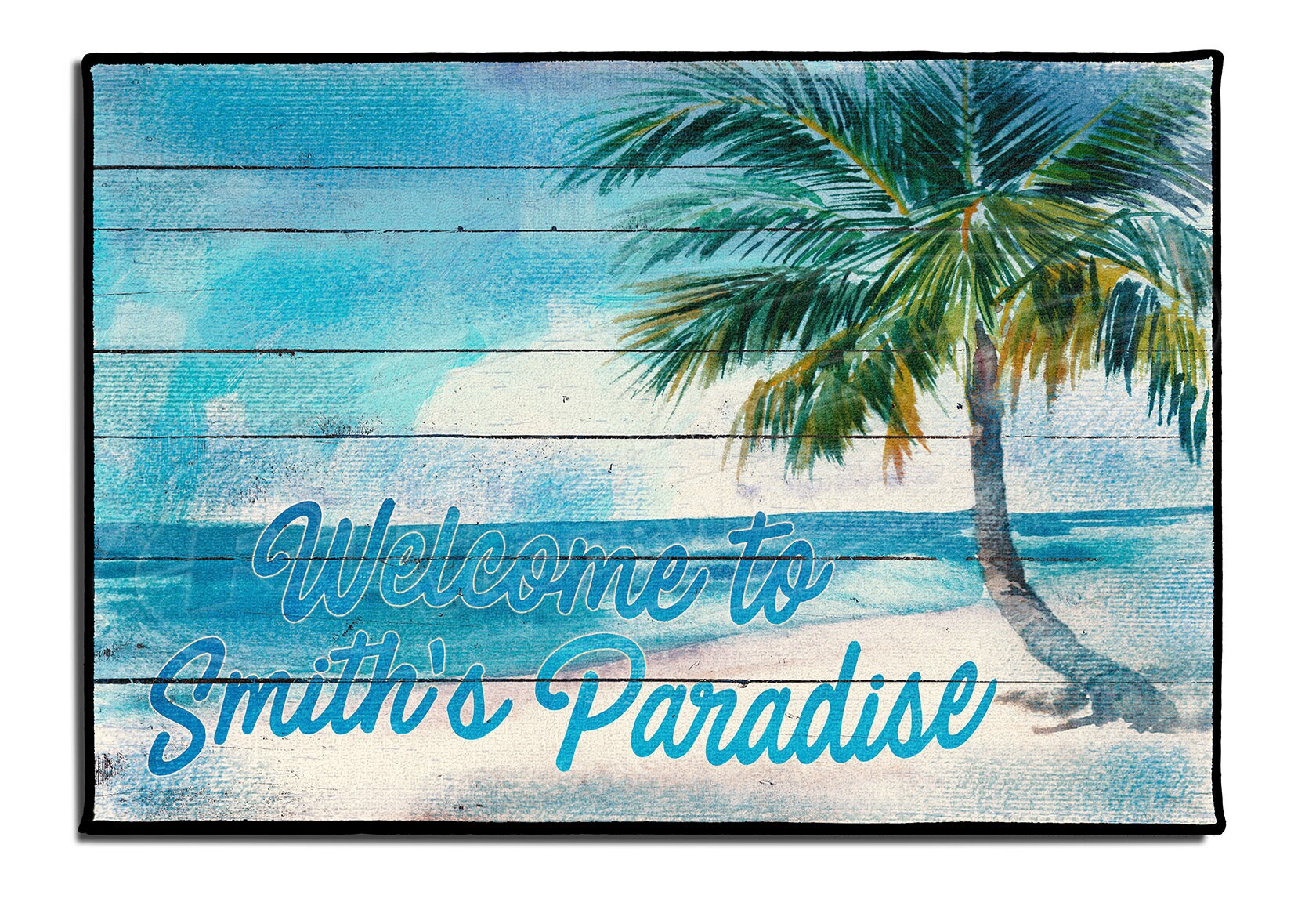 Tropical Beach Welcome Doormat, Ocean Palm Trees, Custom Size - Etsy