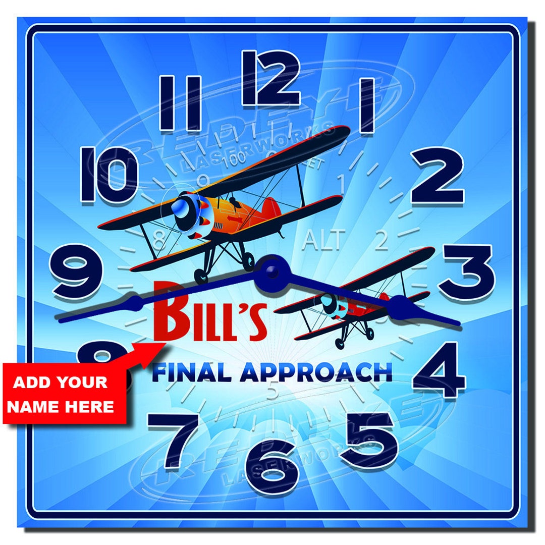 Personalized Aviation Wall Clock: Pilot Gift, Flight School Decor - Etsy