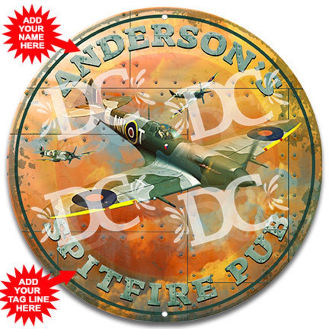 WWII Spitfire Airplane Pub Sign: Personalized Hangar Decor - Etsy
