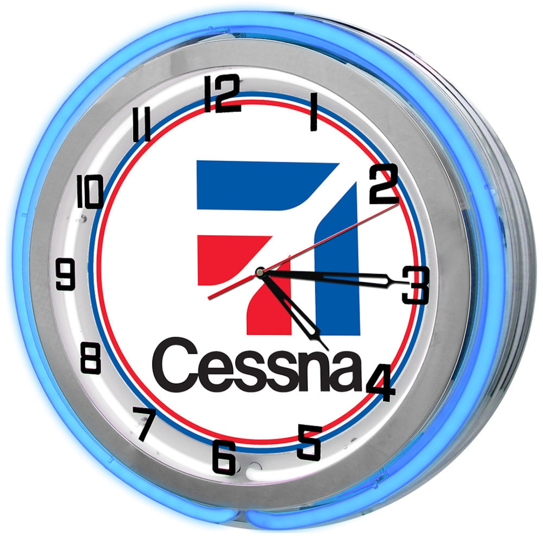 Cessna 19 Neon Garage Clock, Cessna Airplane Clock, Cessna Signs ...