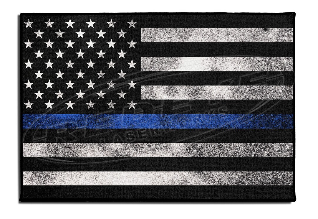 Police Flag Patriotic Doormat, Law Enforcement Front Door Mat, Police ...