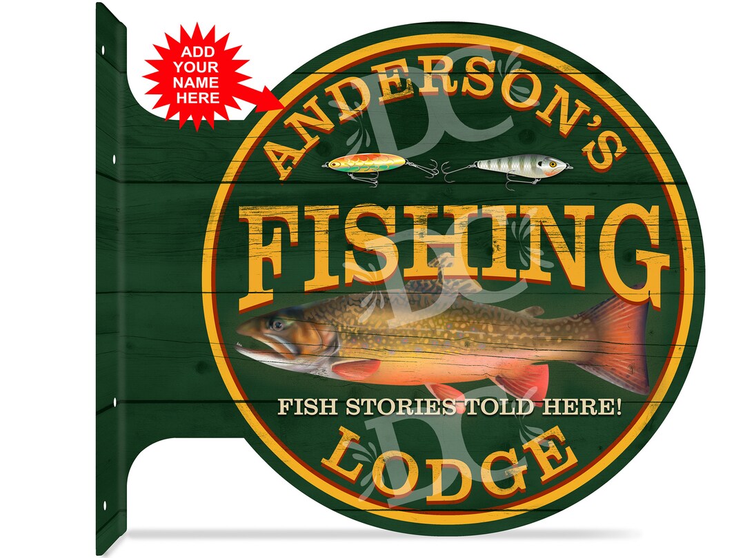 Fishing Lodge Double Sided Sign, Custom Fishing Cabin Sign, Custom Lake ...