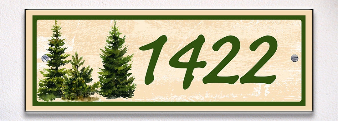 Pine Trees Themed Ceramic House Numbers, Pine Forest Custom House ...