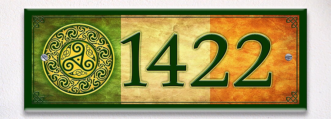 Irish Flag Ceramic House Number Sign: Celtic Crest Decor - Etsy
