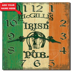 Irish Pub Customized Flag Clock, Ireland Flag Clock, Pub Drinking Signs ...